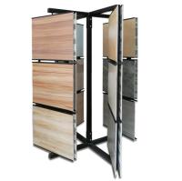 China Metal Floor Tile Display Rack Freestanding Rotating Tile Display Holder Matt Black for sale