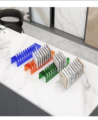 China Tabletop Acrylic Stone Display Stand  Tile Display Stand Rack Plate Organizer 10 Slots for sale