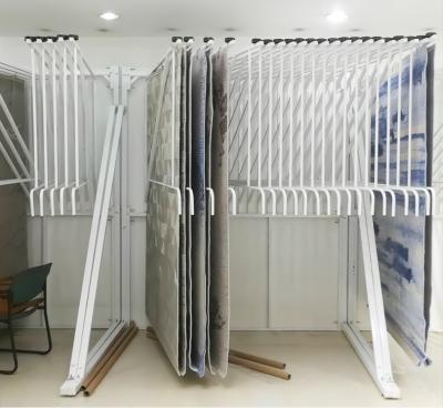 China Flip Page Metal Display Stands Wing Carpet Display Stand Rack Rug Rack  1.6M X 2.3M for sale