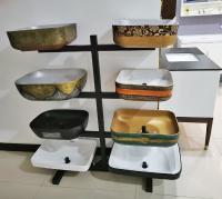 China Simple Metal Display Stands Bathroom Water Sink Washing Hand Basin Metal Display Rack for sale
