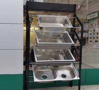 China Sink Metal Display Rack Double Slot Stainless Steel Store Shelving Units For Kitchen for sale