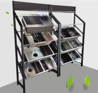 China Sink Metal Display Rack Double Slot Stainless Steel Store Shelving Units For Kitchen for sale