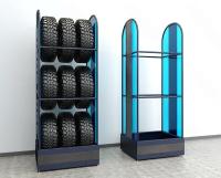 China Custom Silksreen Logo Metal Display Stands Trade Show Tire Storage Rack for sale