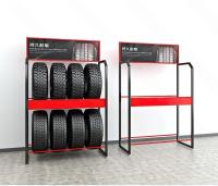 China Custom Silksreen Logo Metal Display Stands Trade Show Tire Storage Rack for sale