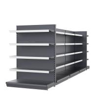China 4270mm Metal Display Rack For Lozier Island Gondola Retail Store Shelving Black for sale