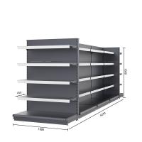 China 4270mm Metal Display Rack For Lozier Island Gondola Retail Store Shelving Black for sale