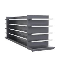 China 4270mm Metal Display Rack For Lozier Island Gondola Retail Store Shelving Black for sale