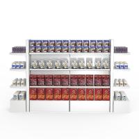 China Custom Lozier Island Metal Display Rack Retail  Gondola Shelving Units For Snacks Beverage for sale