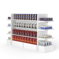China Custom Lozier Island Metal Display Rack Retail  Gondola Shelving Units For Snacks Beverage for sale