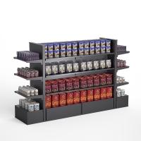China Custom Lozier Island Metal Display Rack Retail  Gondola Shelving Units For Snacks Beverage for sale