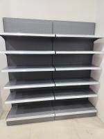 China Grey White Gondola Store Shelving 65kg Capacity Black Gondola Shelving Units for sale