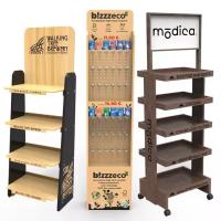 China Nature Color Pet Food Display Stand Light Weight Essential Oil Display Rack Floor Standing for sale