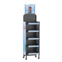 China Metal Wheeled POP POS Display Kiosk Stand Pos Display Units For Beverage Storage Rack for sale