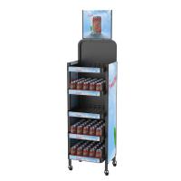 China Metal Wheeled POP POS Display Kiosk Stand Pos Display Units For Beverage Storage Rack for sale