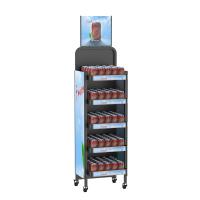 China Metal Wheeled POP POS Display Kiosk Stand Pos Display Units For Beverage Storage Rack for sale