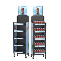 China Metal Wheeled POP POS Display Kiosk Stand Pos Display Units For Beverage Storage Rack for sale