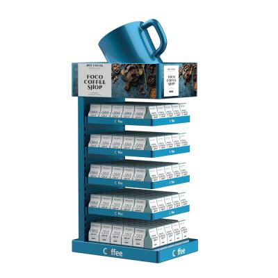 China Sturdy Plastic Point Of Sale Display Stands Coffee Display Rack Cup Holder Stand Green for sale