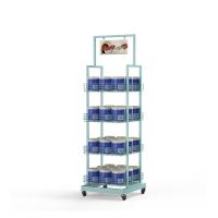 China Free Standing Metal Wire Display Racks Heavy Dudy 4 Shelf Pop Display Rack for sale