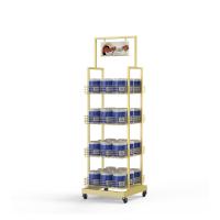China Free Standing Metal Wire Display Racks Heavy Dudy 4 Shelf Pop Display Rack for sale