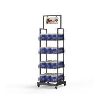 China Free Standing Metal Wire Display Racks Heavy Dudy 4 Shelf Pop Display Rack for sale