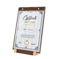 China Slanted Wooden Countertop Retail Display Racks A4 A5 A6  Collapsible Signage for sale