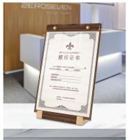 China Slanted Wooden Countertop Retail Display Racks A4 A5 A6  Collapsible Signage for sale