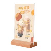 China Bottom Insert Clear Metal Poster Stand Tabletop Wood Base Acrylic Sign Holder for sale
