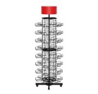 China Rotating Facial Mask Display Rack 6 Faces Vertical Metal Wire Christmas Postcard Display Stands for sale