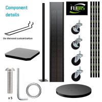 China Custom 4-Sided Metal Display Rotating Pegboard Stand Rack with Wheels and Hooks for sale