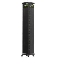 China Custom 4-Sided Metal Display Rotating Pegboard Stand Rack with Wheels and Hooks for sale