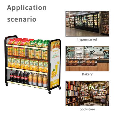 China Customizable 3 Tier Metal Bread Display Metal Beverage Display Stand Rack for Floor for sale