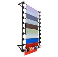 China Custom Metal Wall Mounted Wallpaper Roll Display Stand 10 Tiers Roll Paper Holder Rack for sale