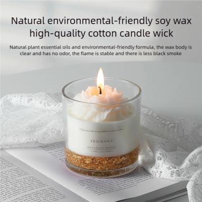 China Luxury Soy Scented Candle Gilded Floral Scented Candle Customization for sale