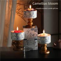 China OEM Flower Soy Candles 200g Camellia Candles With 55 - 58 Hours Burn Time for sale