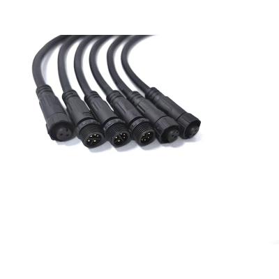 China Black M12 4 Pin Waterproof Cable Connector 250V Rated Voltage Male for sale