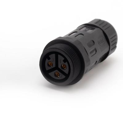 China Black DC Waterproof Power Connector M25 Panel Mount Nylon PA66 for sale