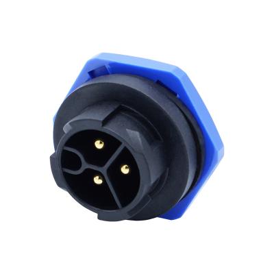 China Male Rear Panel Mount Socket M20 Self-locking Waterproof LED IP67 Connectors for sale