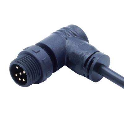 China Elbow Female Plug M12 IP68 Waterproof Screw Type Connectors for Outdoor LED Light for sale