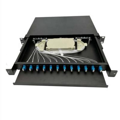 China Sliding Fiber Optic Patch Panel 12 Port Rack Mounted 1U 19 Inch for sale