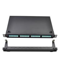 China 1U MTP Cassette Module 96F MPO To LC Patch Panel Rack Mount Black for sale