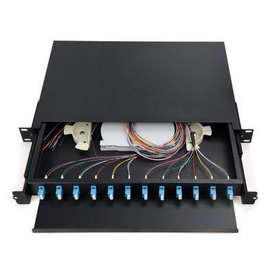 China 1U 12 Port Fiber Optic Patch Panel LC Duplex Optical Fiber Terminal Box for sale