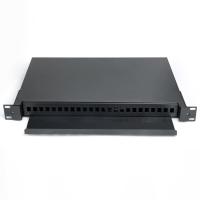 China 1U Fiber Patch Panel 24 Port Black Fiber Optic Termination Box Rack Mount for sale