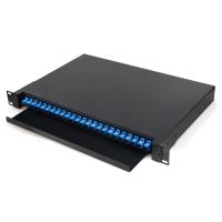 China 1U Fiber Patch Panel 24 Port Black Fiber Optic Termination Box Rack Mount for sale