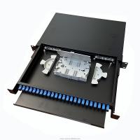 China 1U Fiber Patch Panel 24 Port Black Fiber Optic Termination Box Rack Mount for sale