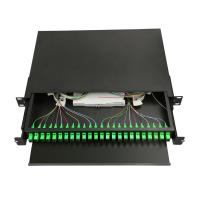 China 1U Fiber Patch Panel 24 Port Black Fiber Optic Termination Box Rack Mount for sale