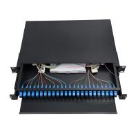 China 1U Fiber Patch Panel 24 Port Black Fiber Optic Termination Box Rack Mount for sale