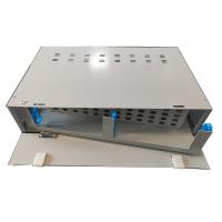 China Grey 48 Port Patch Panel 2U SC Fiber Optic Distribution Box Rotation Type for sale