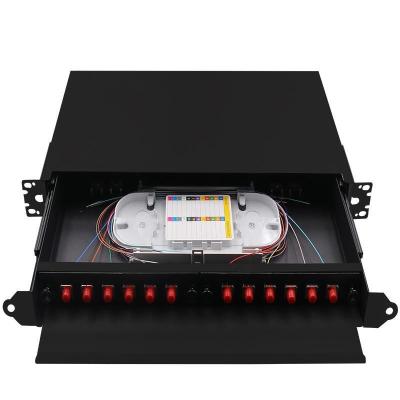 China 12 Core Fiber Optic Patch Panel FC Rack Mount ODF Pigtail Pull Out for sale