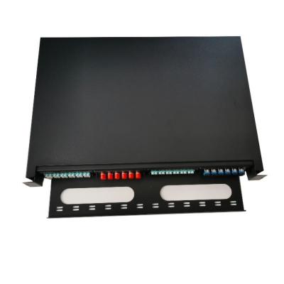 China Rack Mount Fiber Optic Patch Panel 1U Ventilated 19 Inch ODF 24 Core for sale