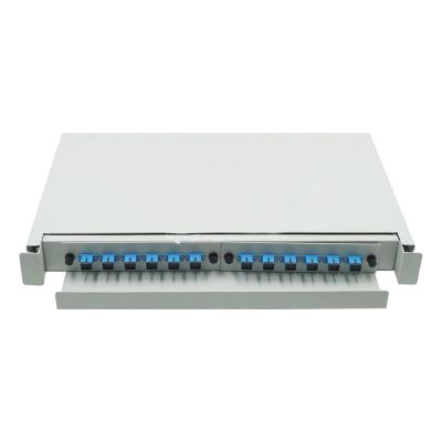 China ODF White Fiber Optic Patch Panel Slide 1U 12 Port Rack Mount Patch Panel for sale